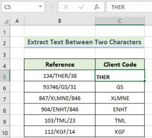 Excel extracts text from string between characters - Steps