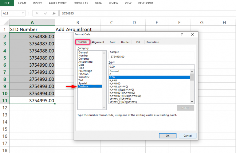 Excel: How to put 0 in front of numbers | Basic Excel Tutorial