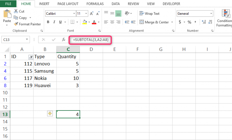 Guide to counting cells that are filtered in Excel