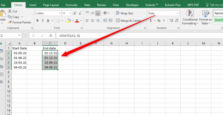 Subtract 6 months From a date in Excel | BasicExcelTutorial
