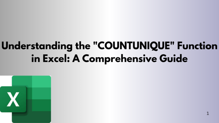 Understanding the "COUNTUNIQUE" Function in Excel: A Complete Guide ...