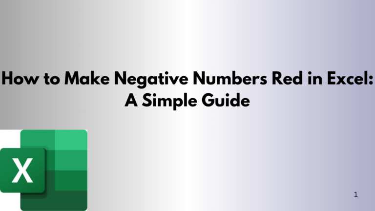 How to Make Negative Numbers Red in Excel: A Simple Guide | Basic Excel Tutorial