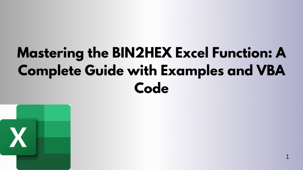 Mastering the BIN2HEX Excel Function: A Complete Guide with Examples and VBA Code | Basic Excel ...