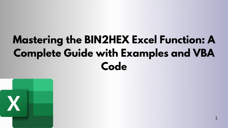 Mastering the BIN2HEX Excel Function: A Complete Guide with Examples and VBA Code | Basic Excel ...