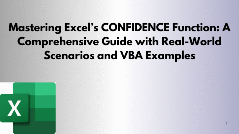 Mastering Excel’s CONFIDENCE Function: A Comprehensive Guide with Real-World Scenarios and VBA ...