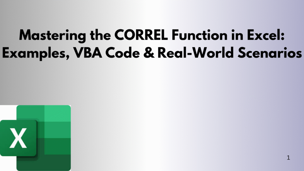 Mastering the CORREL Function in Excel: Examples, VBA Code & Real-World Scenarios | Basic Excel ...